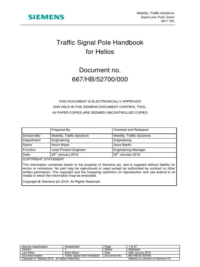 Traffic Signal Pole Handbook For Helios | PDF | Traffic | Traffic Light