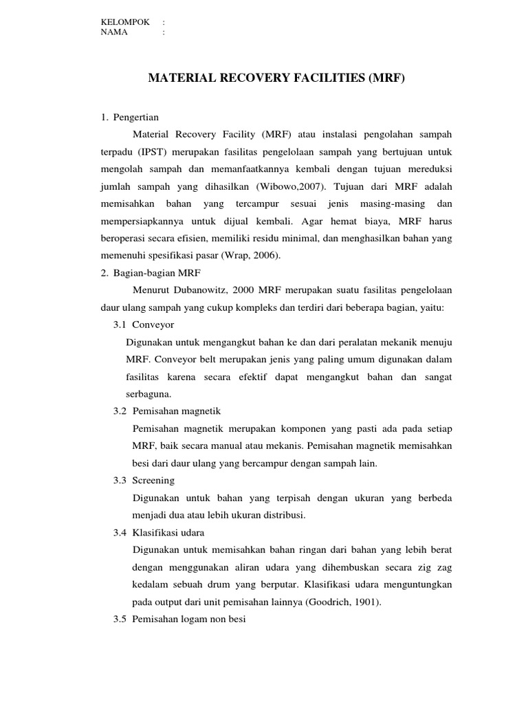 Material Recovery Facilities | PDF