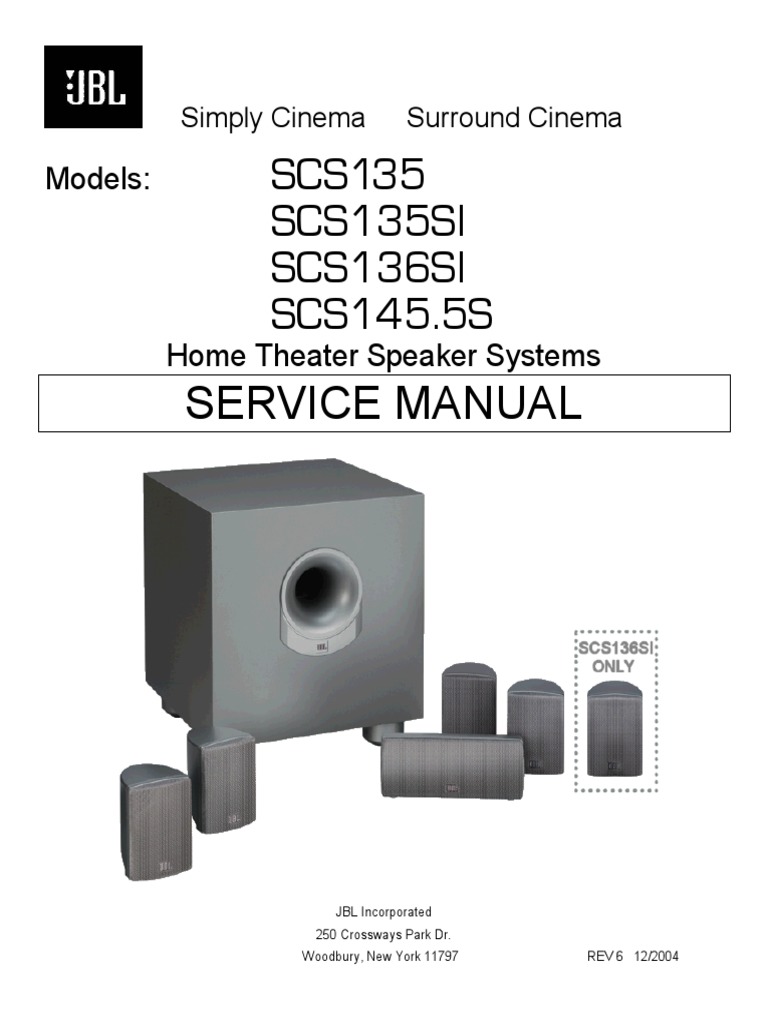 JBL Scs135-136si-145s SM PDF | PDF | Loudspeaker | Amplifier