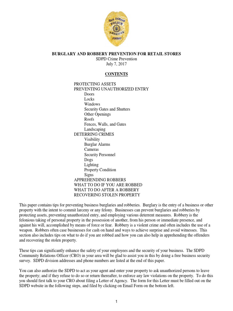 Burglary and Robbery Prevention Retail | PDF | Door | Window