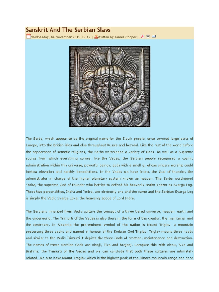 Serbian Slavs and Sanskrit Connections | PDF | Deities | Shiva