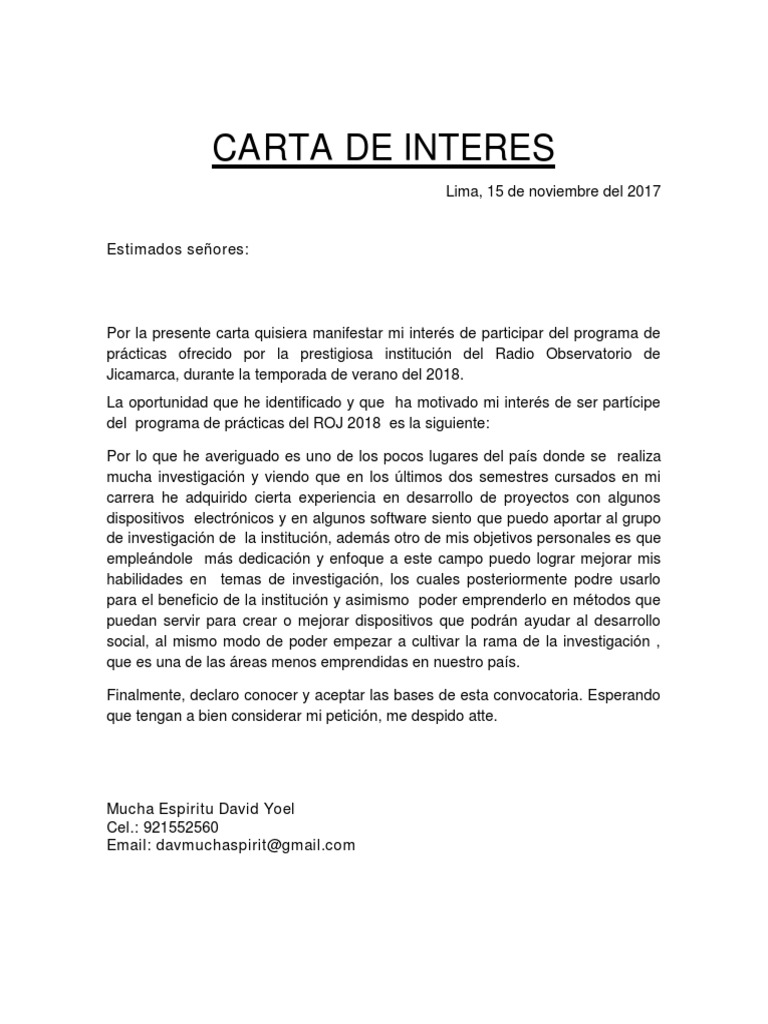 Carta de Interes | PDF