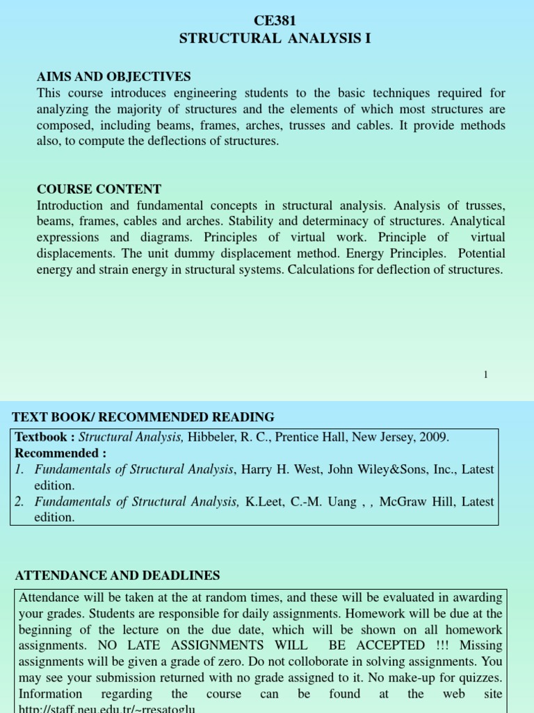 CE381 Structural Analysis I: Aims and Objectives | PDF | Beam ...