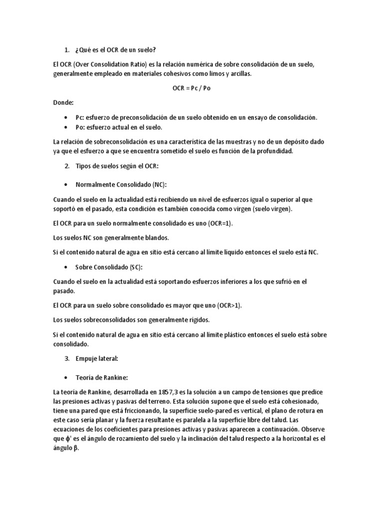 Qué Es El OCR de Un Suelo | PDF | Fricción | Mecanica clasica