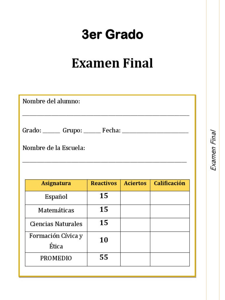 Examen Final 3er Grado | PDF | Abuso infantil | comportamiento abusivo