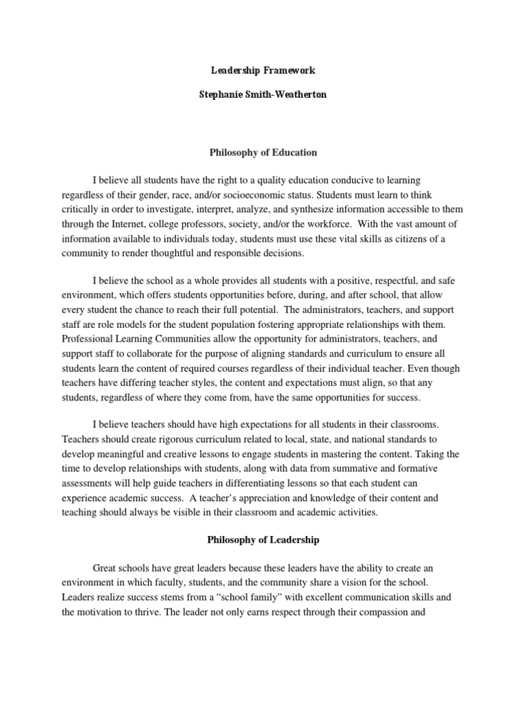 Leadership Framework Pdf Teachers Leadership