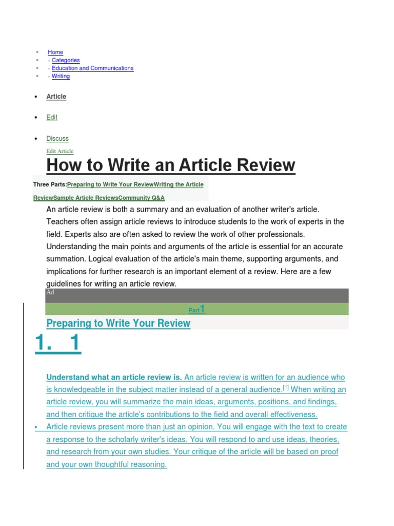 How To Write An Article Review | PDF | Argument | Expert