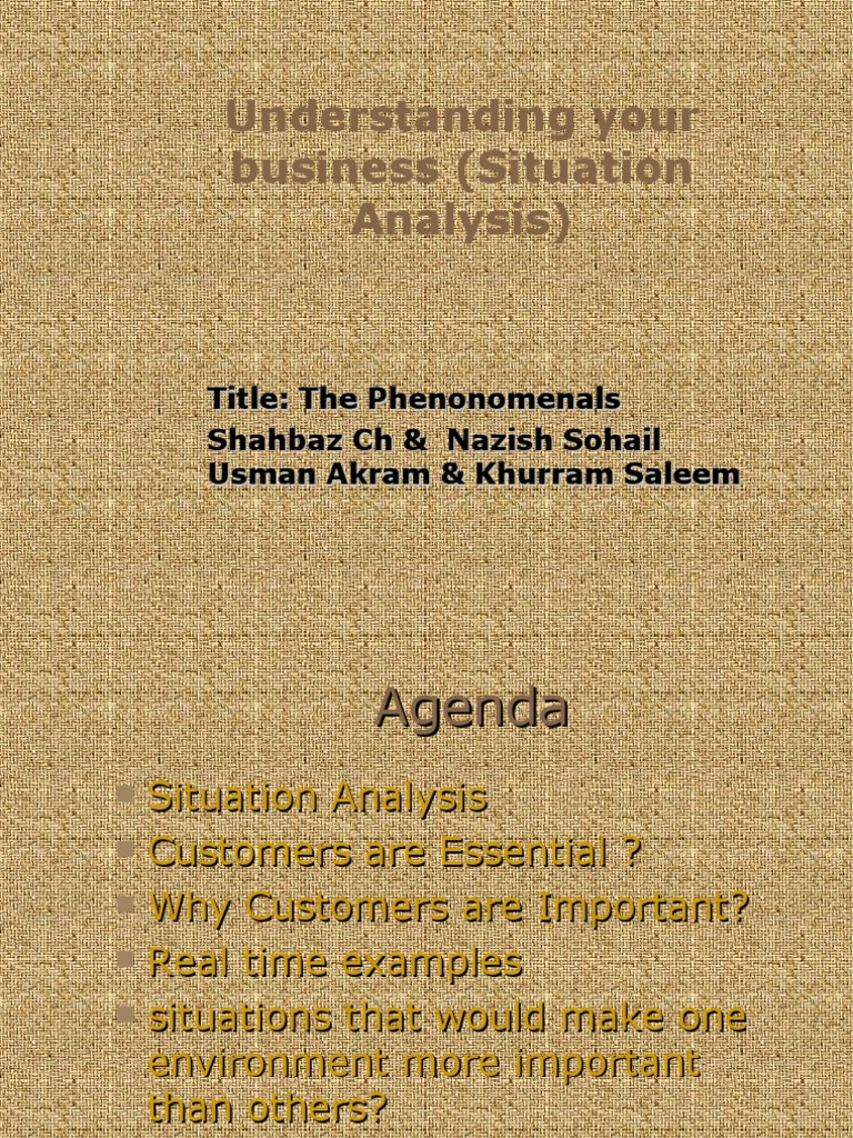 Understanding Your Business - Situation Analysis | PDF | Swot Analysis ...