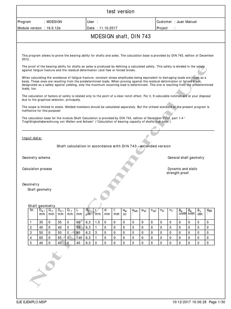 Mdesign Shaft, Din 743 - Eje | PDF