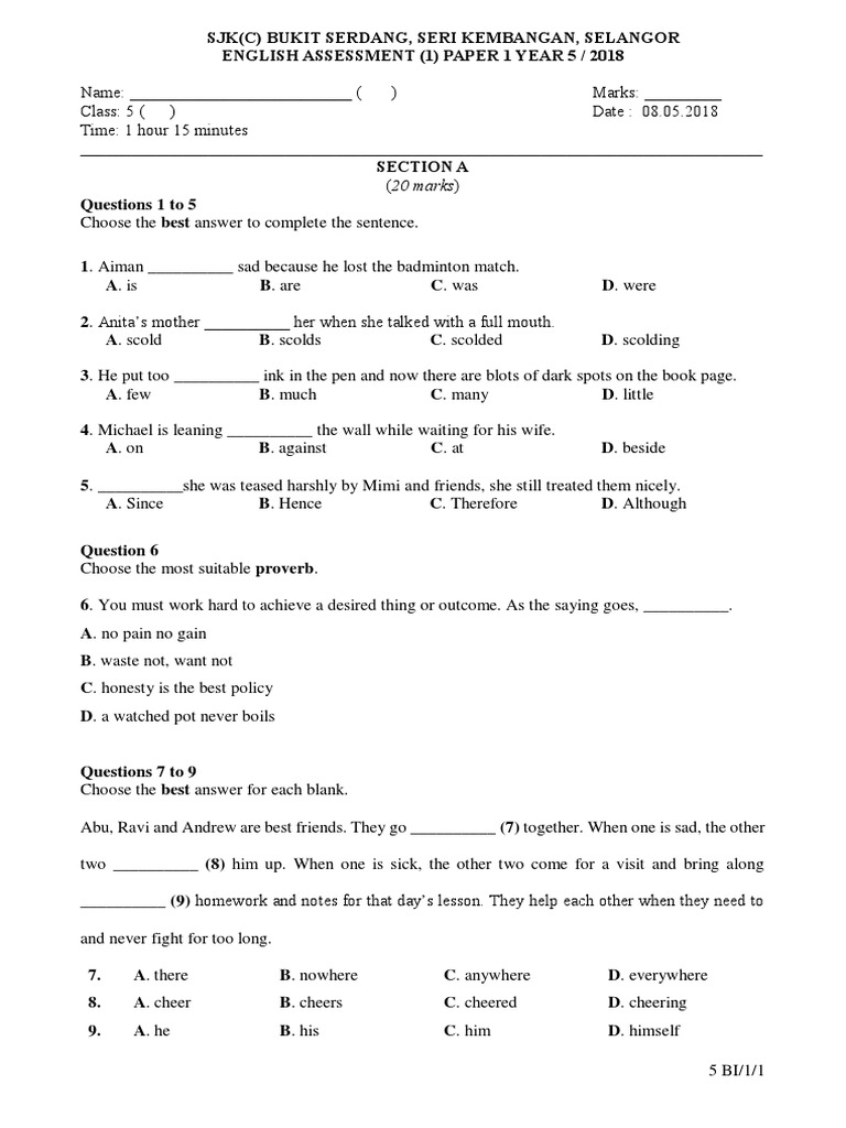 english-year-5-paper-1-pdf-kitchen-question