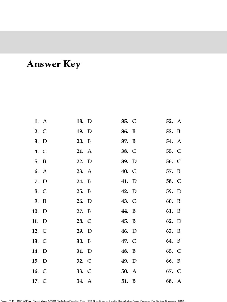 ASWB Practice Exam Answer Key | PDF