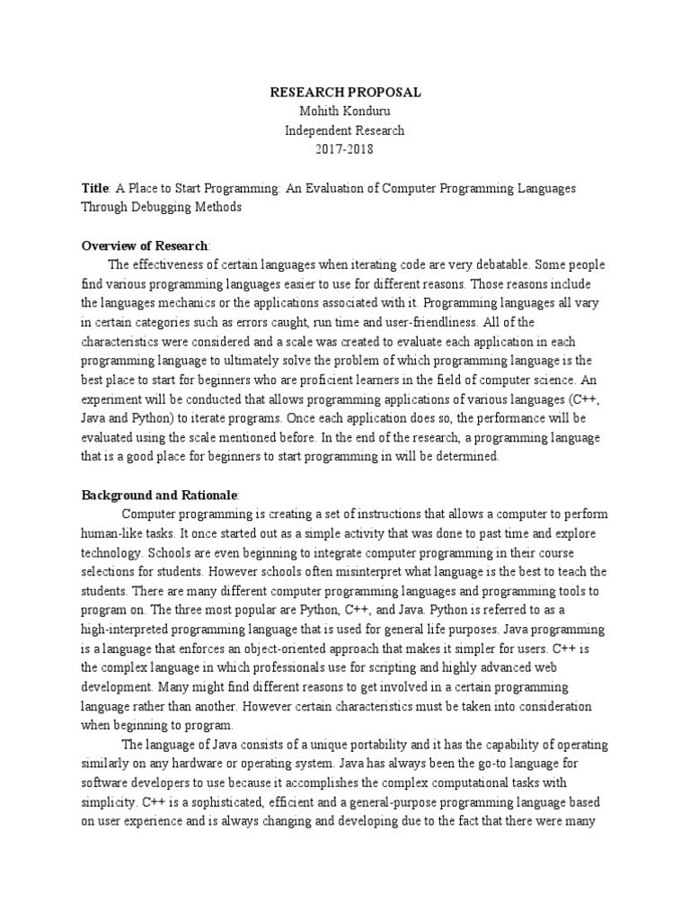 Research Proposal | PDF | Programming Language | Computer Program