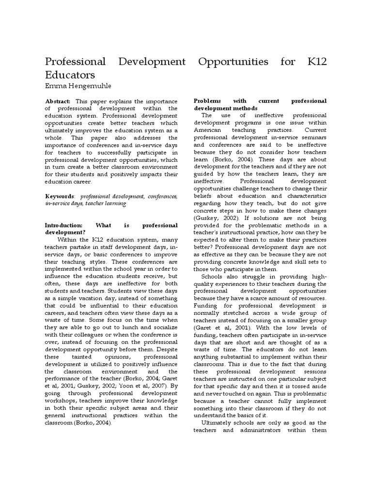 K12 Educator Professional Development | PDF | Teachers | Professional ...