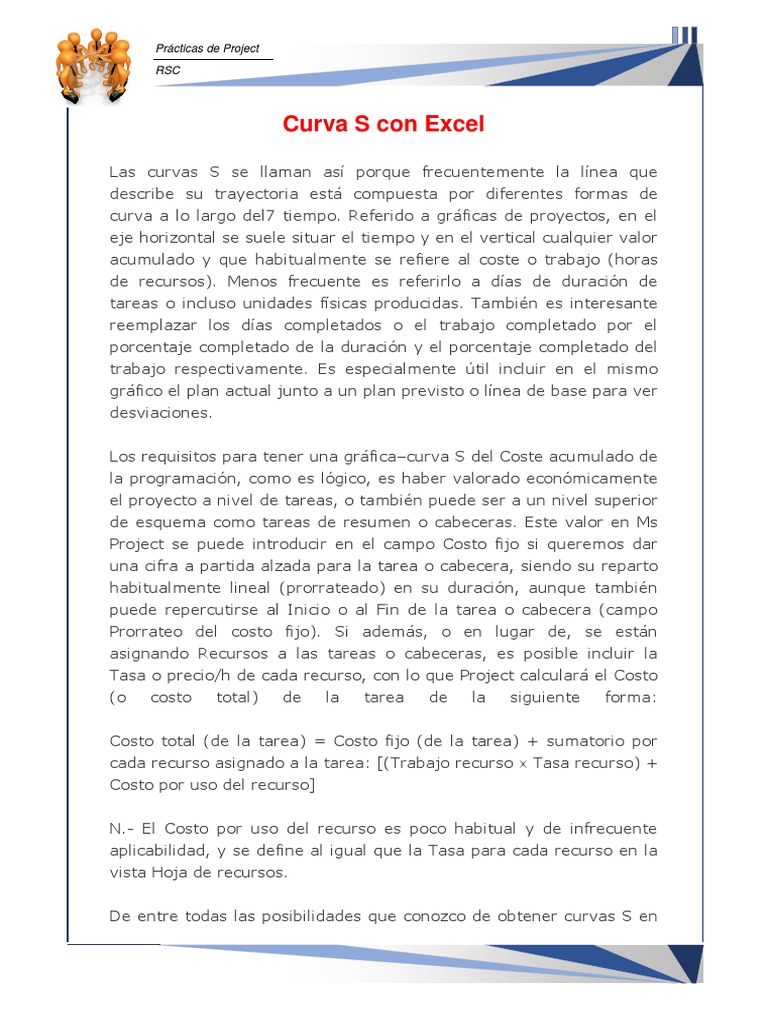 Curva S en Project Con Excel PDF | PDF | Microsoft Excel | Informática