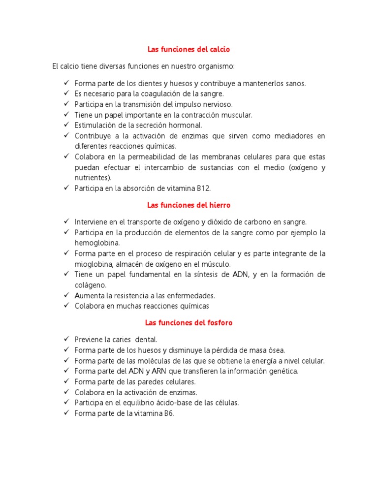 Las Funciones Del Calcio | PDF