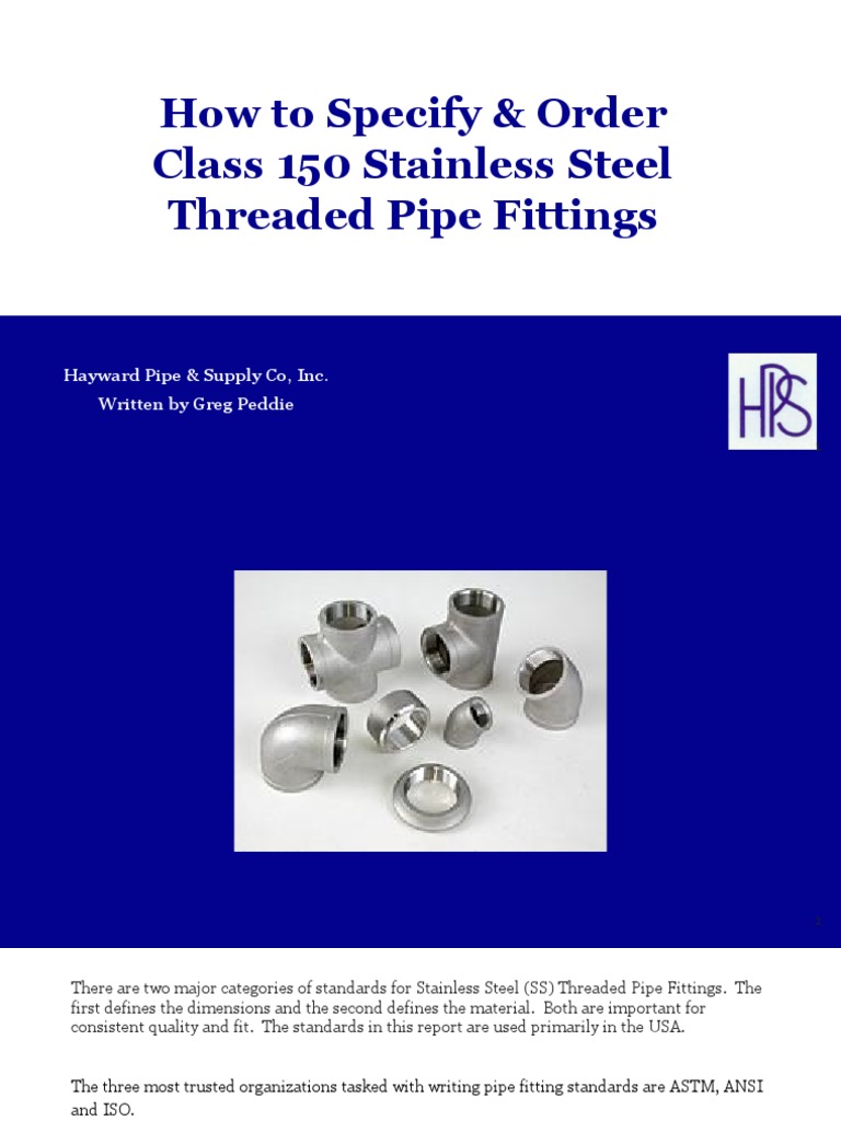 Class 150 Stainless Steel Fittings Guide | PDF | Pipe (Fluid Conveyance ...
