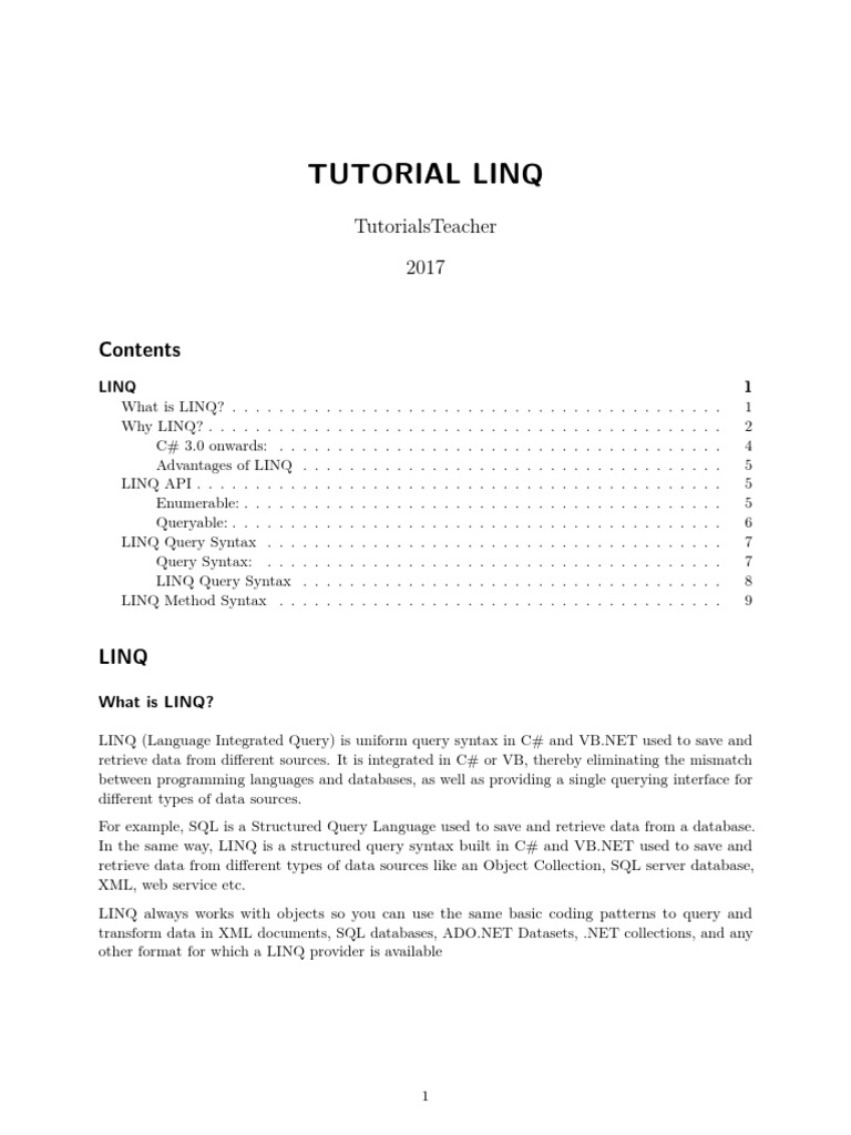 Linq | PDF | Language Integrated Query | C Sharp (Programming Language) Linq | PDF | Language Integrated Query | C Sharp (Programming Language)