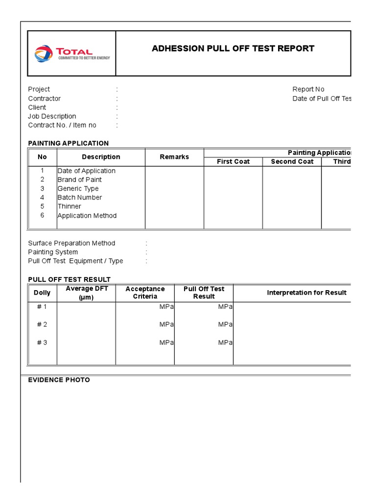 Adhession Pull Off Test Report | PDF