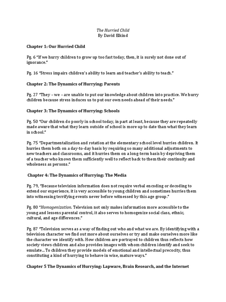 The Hurried Child | PDF | Socialization | Learning