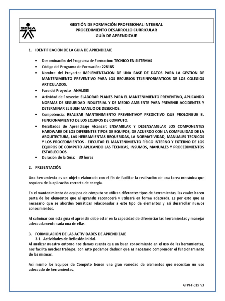 GFPI-F-019 Formato Guia de Aprendizaje+N°+03+HERRAMIENTAS+PARA+EL+MANTENIMIENTO | PDF ...