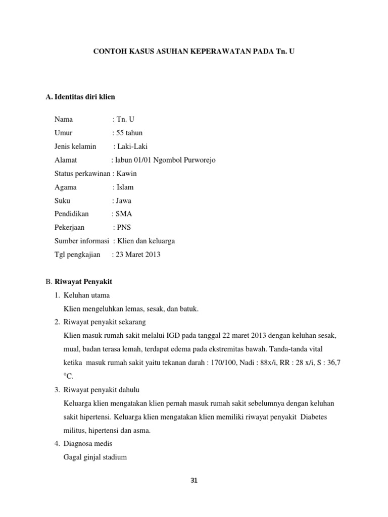 Contoh Kasus Asuhan Keperawatan Pada TN | PDF