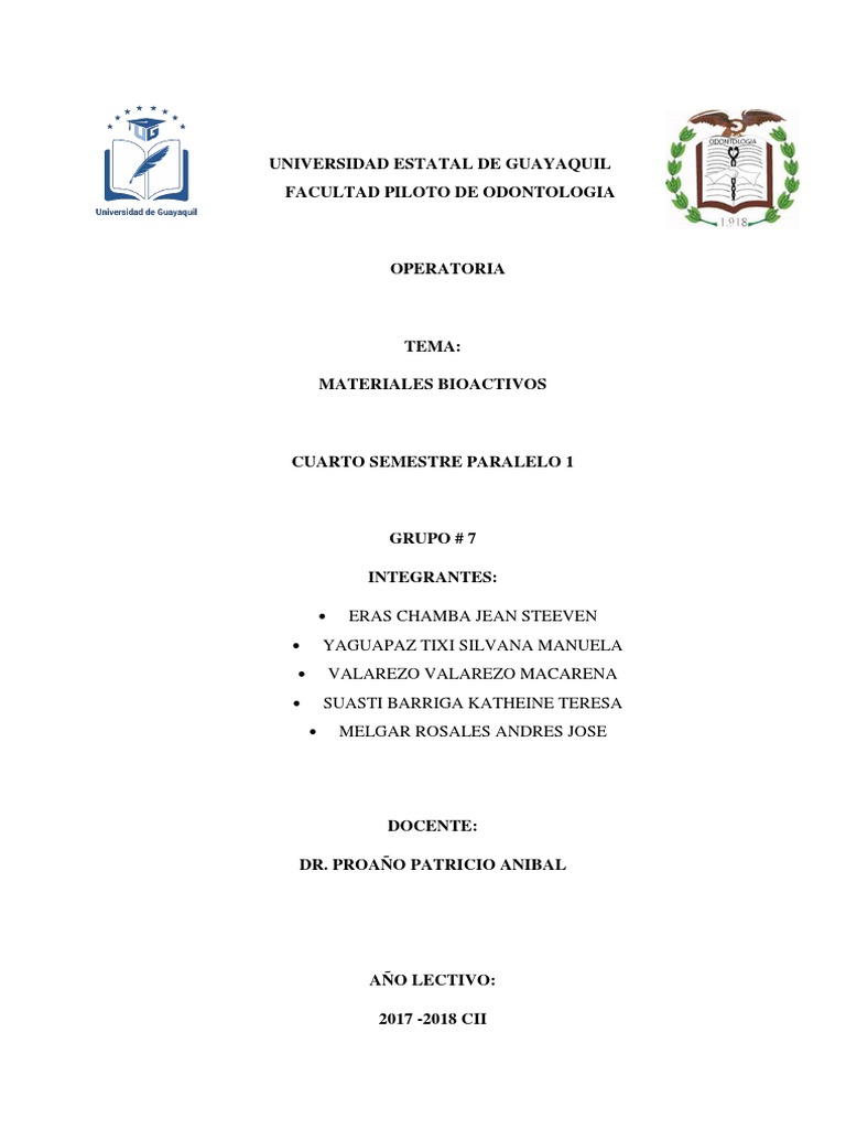 Materiales-Bioactivos GRUPO 7 | PDF | Calcio | Cemento