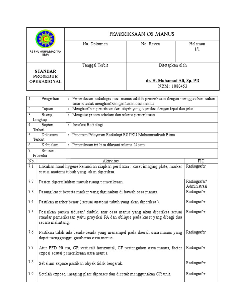 0006 SOP Pemeriksaan OS Manus SUDAH | PDF