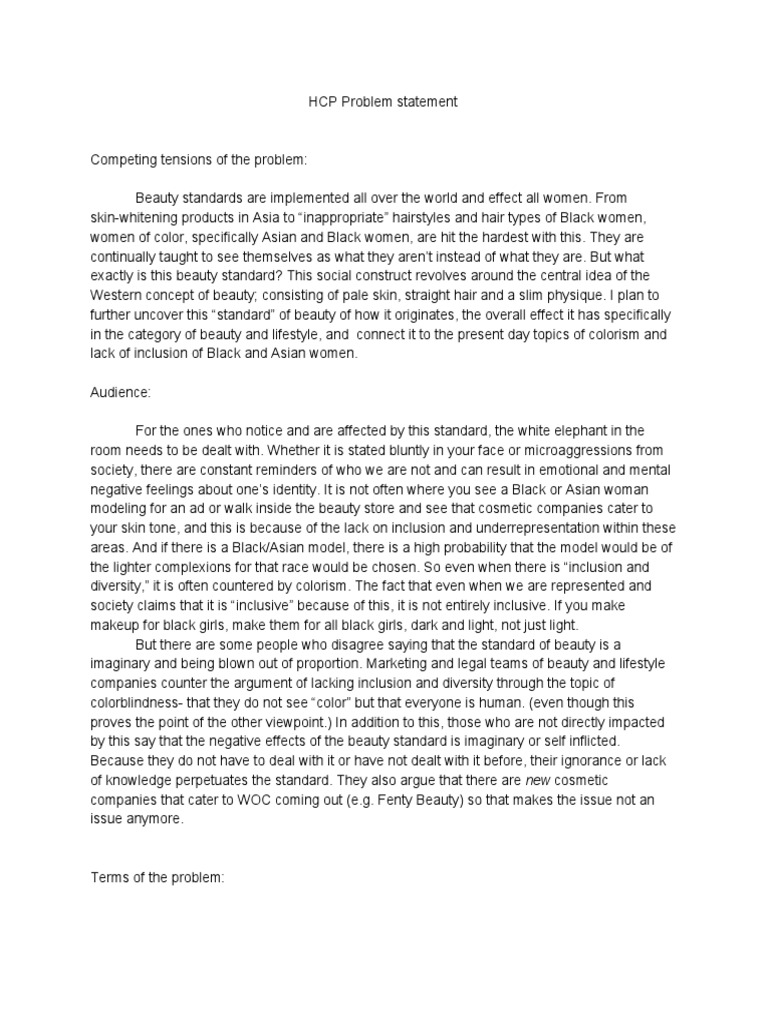HCP Problem Statement | PDF | Physical Attractiveness | Beauty