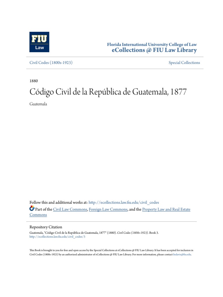 Código Civil de La República de Guatemala 1877 | PDF | Divorce | Marriage