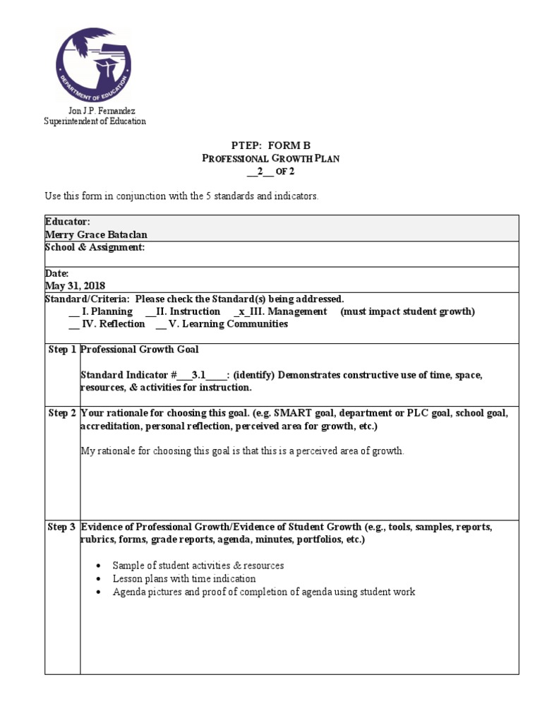 ptep form b - 2 sy1819