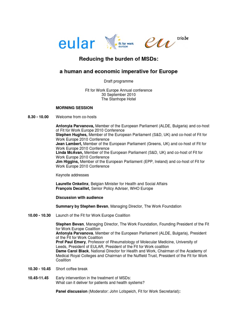 Reducing The Burden of MSDS: A Human and Economic Imperative For Europe ...