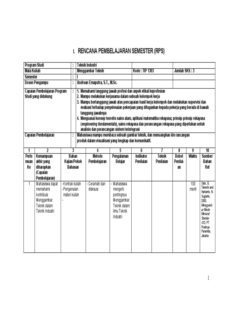 RPS Menggambar-Mesin 2 | PDF