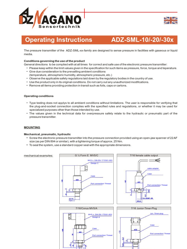 SML Series Pressure Sensor | PDF | Resistor | Voltage