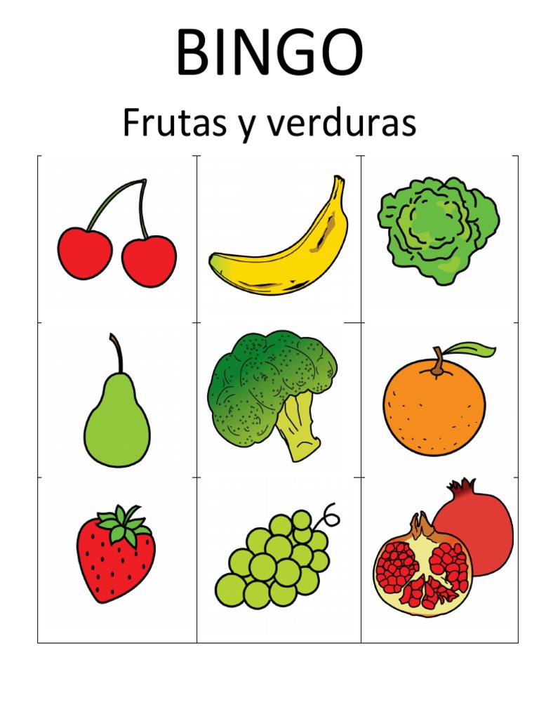 BINGO Frutas y Verduras | PDF | Estilo de vida