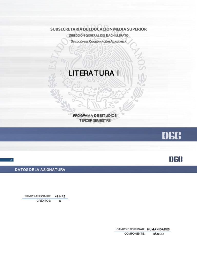 Programa de Estudios Literatura I | PDF | Maestros | Estética