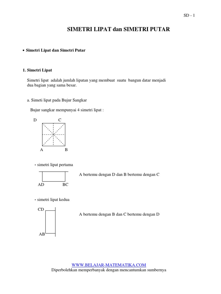 Simetri Lipat Dan Simetri Putar Bangun Datar | PDF