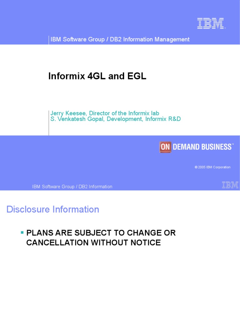 Informix 4GL and EGL: IBM Software Group / DB2 Information Management | PDF | Databases | Software