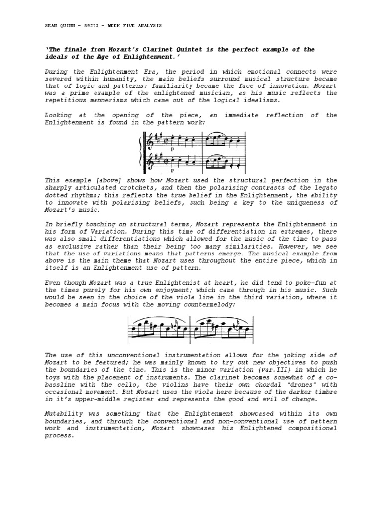 Week Five - Analysis | PDF | Variation (Music) | Wolfgang Amadeus Mozart
