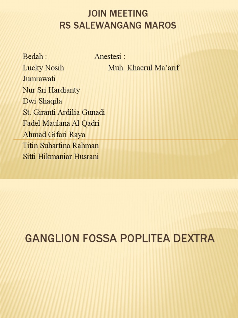 Ganglion Fossa Poplitea Dextra | PDF