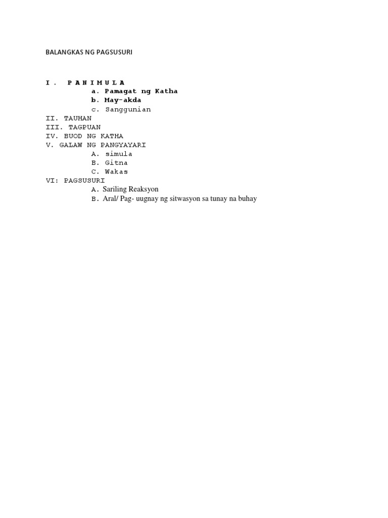 Balangkas NG Pagsusuri | PDF