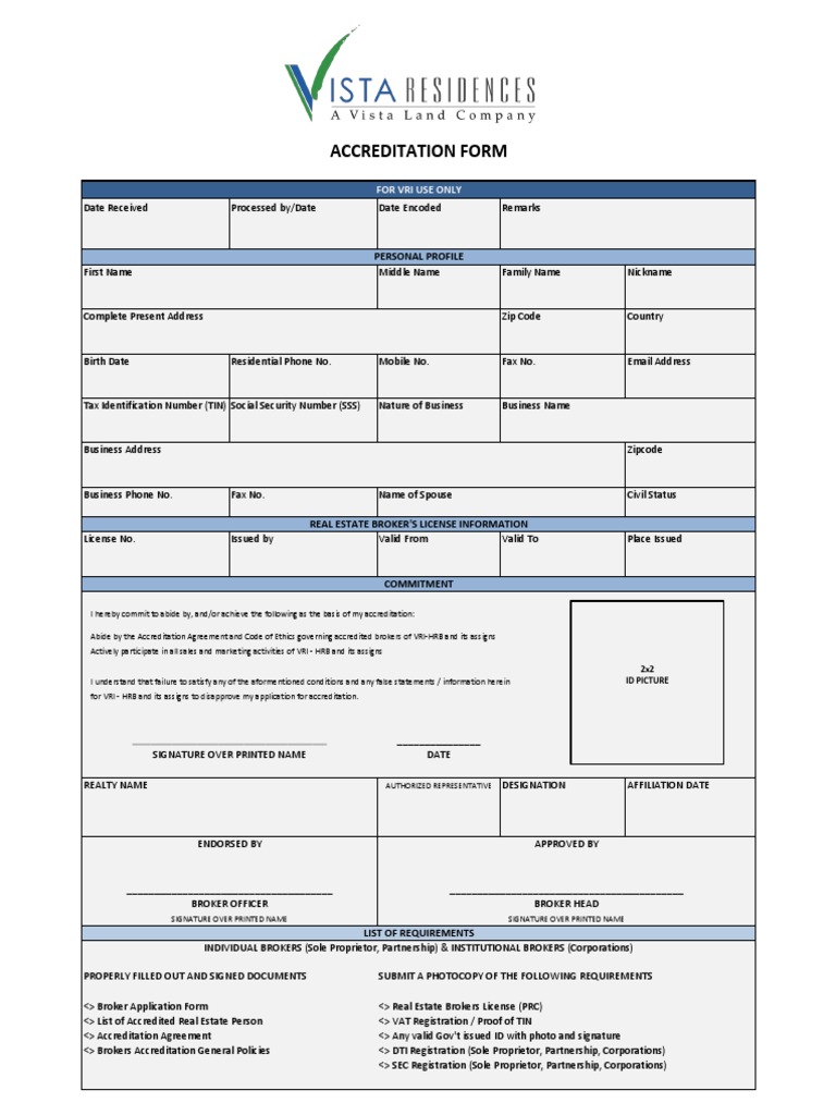 Accreditation Form: Personal Profile | Download Free PDF | Business ...