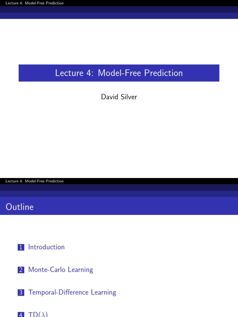 Lecture 4: Model-Free Prediction: David Silver | Download Free PDF | Bias Of An Estimator ...
