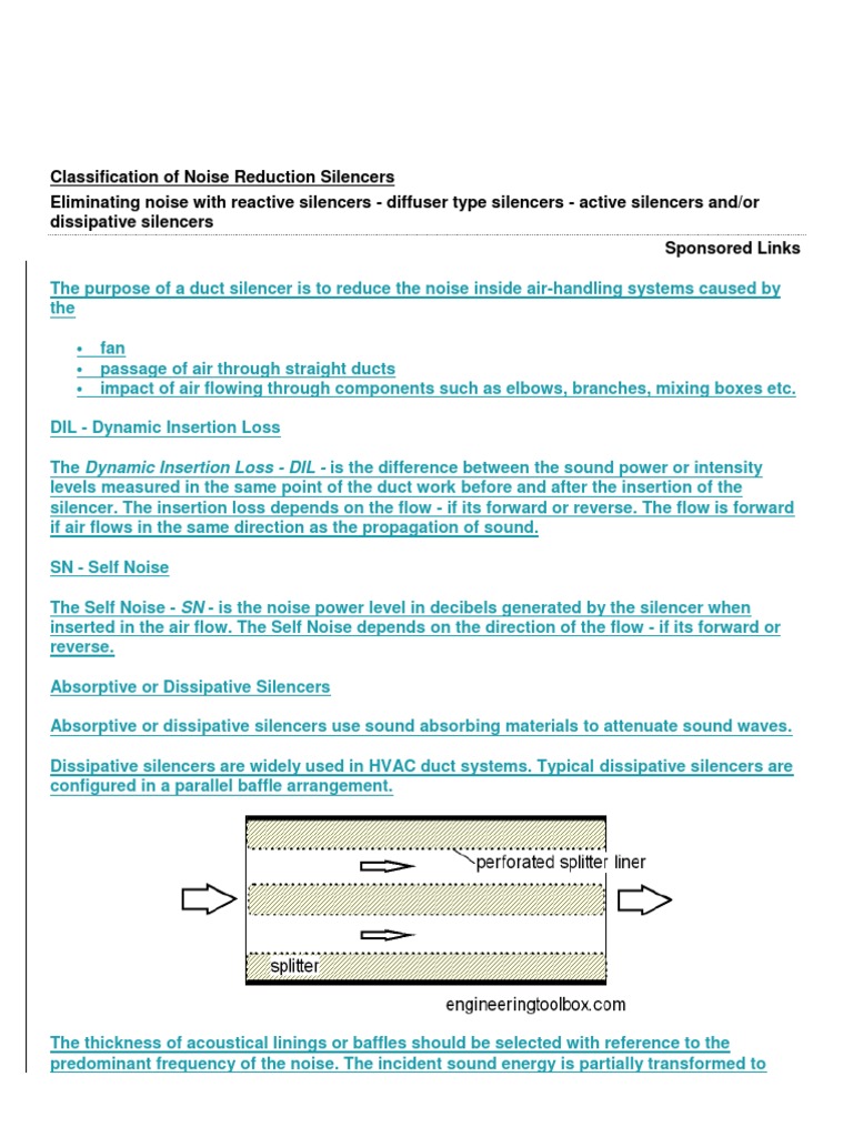 Types of Noise Reduction Silencers | PDF | Attenuation | Noise