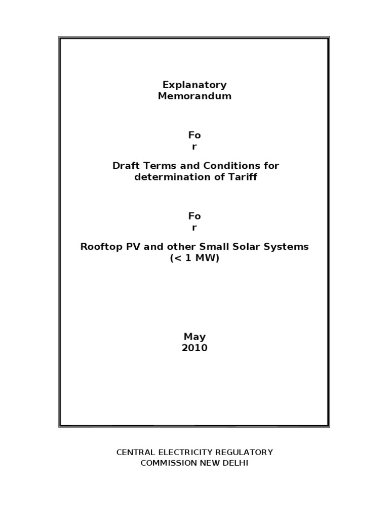 Draft Explanatory Memo For Rooftop PV | PDF | Solar Power | Photovoltaics