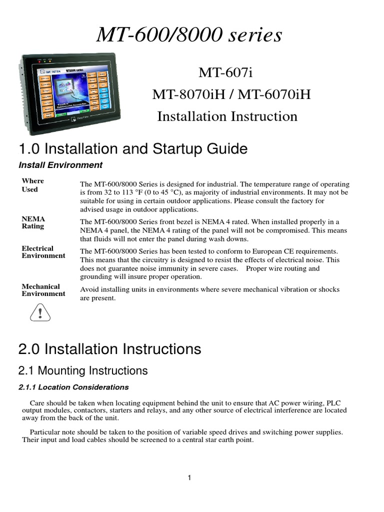 MT6070iH 8070ih MT607i Installation 101028 | PDF | Direct Current ...