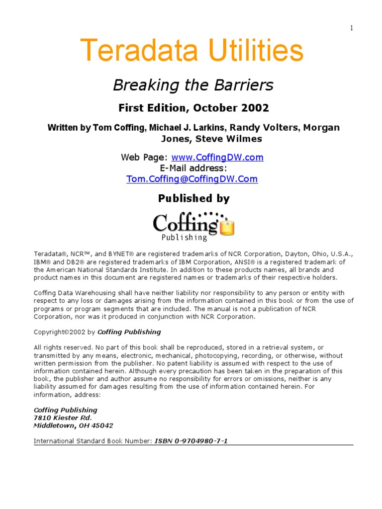 Teradata Utilities Breaking The Barriers | PDF | Byte | Databases