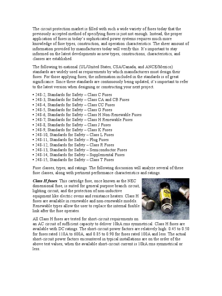 DC Fuse Classification and Uses | PDF | Fuse (Electrical) | Electrical ...