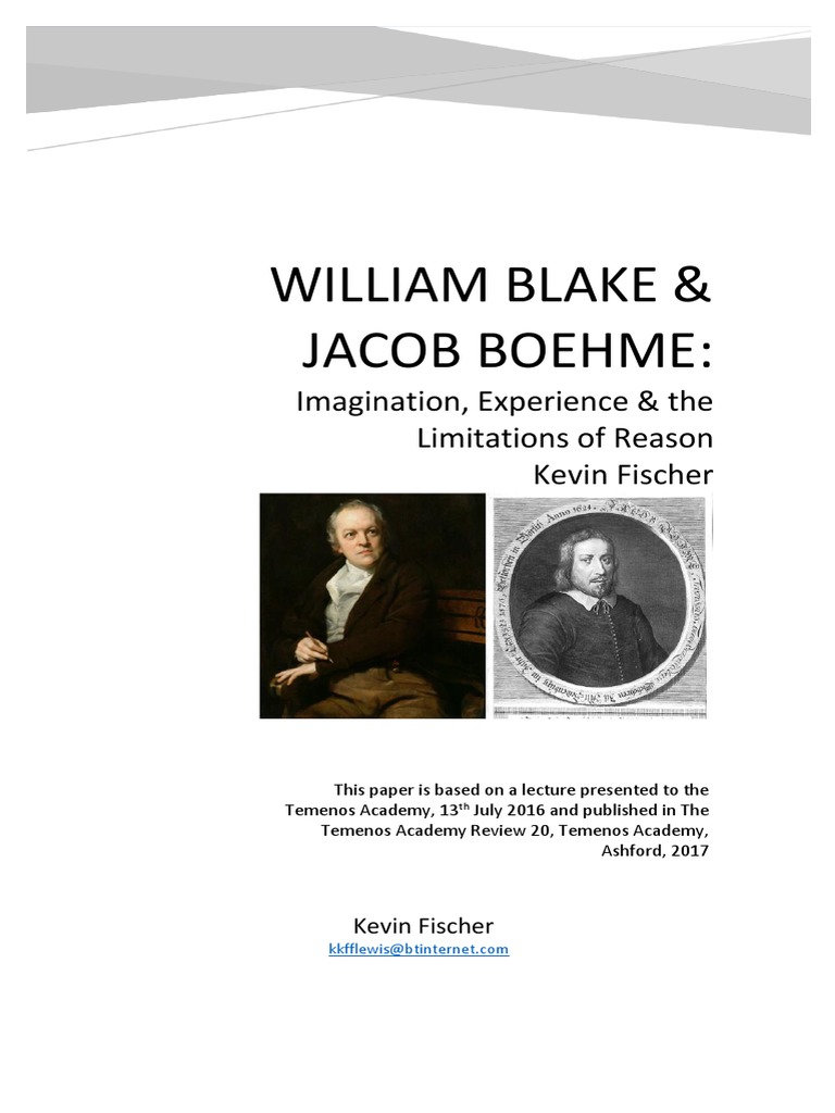 William Blake and Jacob Boehme: Imagination, Experience and The ...