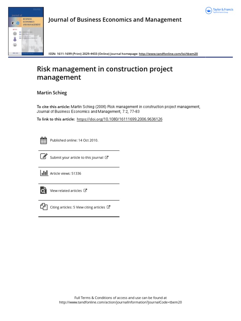 Risk Management in Construction Project Management | PDF | Risk | Risk ...