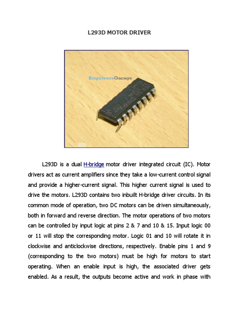 L293D Motor Driver: H-Bridge | PDF